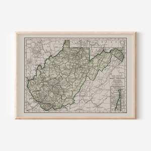 WEST VIRGINIA MAP, Vintage Map of West Virginia, Antique Map Print ...