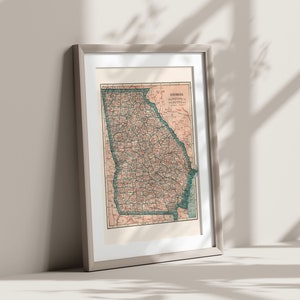 OLD GEORGIA MAP, Vintage Map of Georgia State, Retro Map Wall Art ...