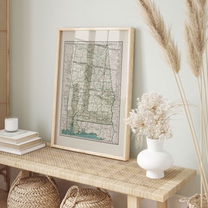 VINTAGE ALABAMA MAP, Vintage Map of Alabama Wall Art, Vintage Map ...