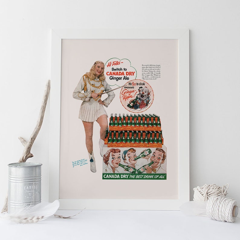 VINTAGE AD PRINT Ginger Ale Poster Majorette Poster | Etsy