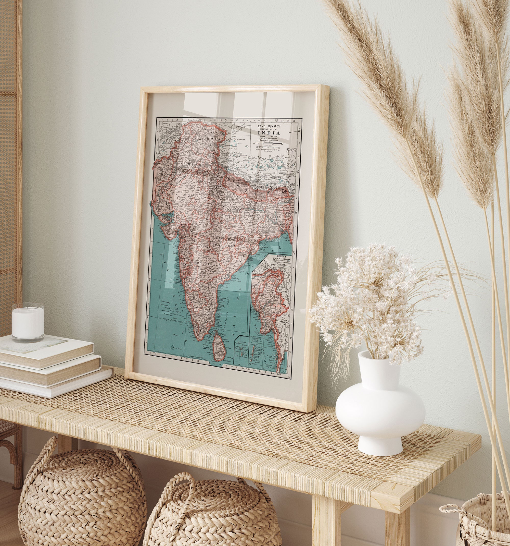 INDIA MAP PRINT Vintage Map of India Old Map Print - Etsy
