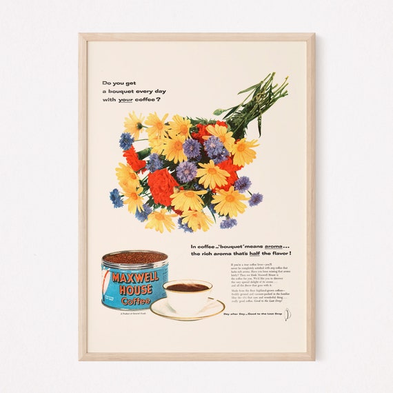 COFFEE AD POSTER Retro Mid-century Ad Vintage Kitchen - Etsy