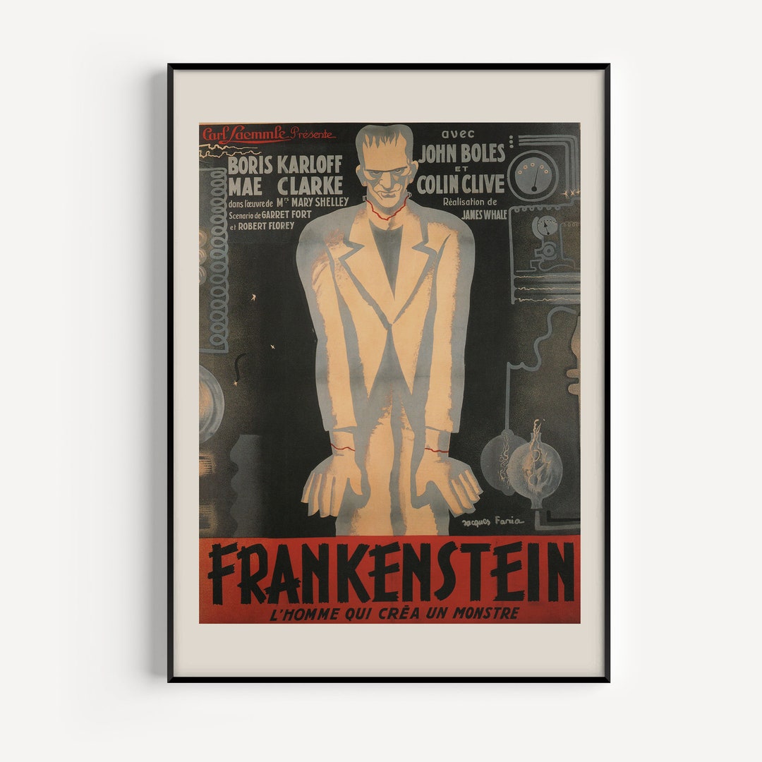 FRANKENSTEIN MOVIE POSTER, Boris Karloff Movie Poster, Retro Cult Movie ...