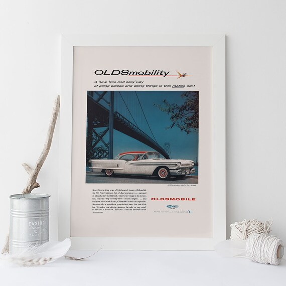 RETRO CAR POSTER 1950s Car Ad Print White Car Poster - Etsy