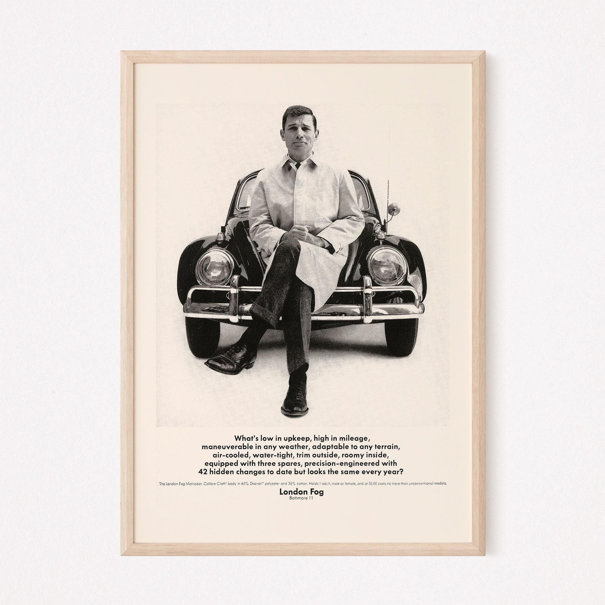 VINTAGE RAINCOAT AD, Fashion Poster, Men's Fashion Ad, Retro Car Ad ...