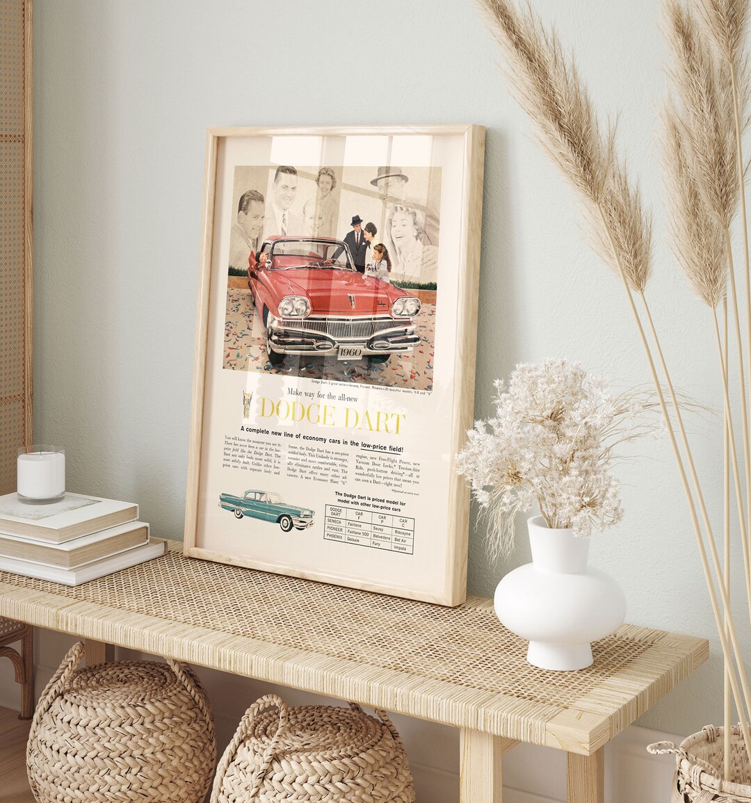 1960 RED CAR AD, Retro Car Ad, Car Poster, Retro Car Poster, Retro Car ...