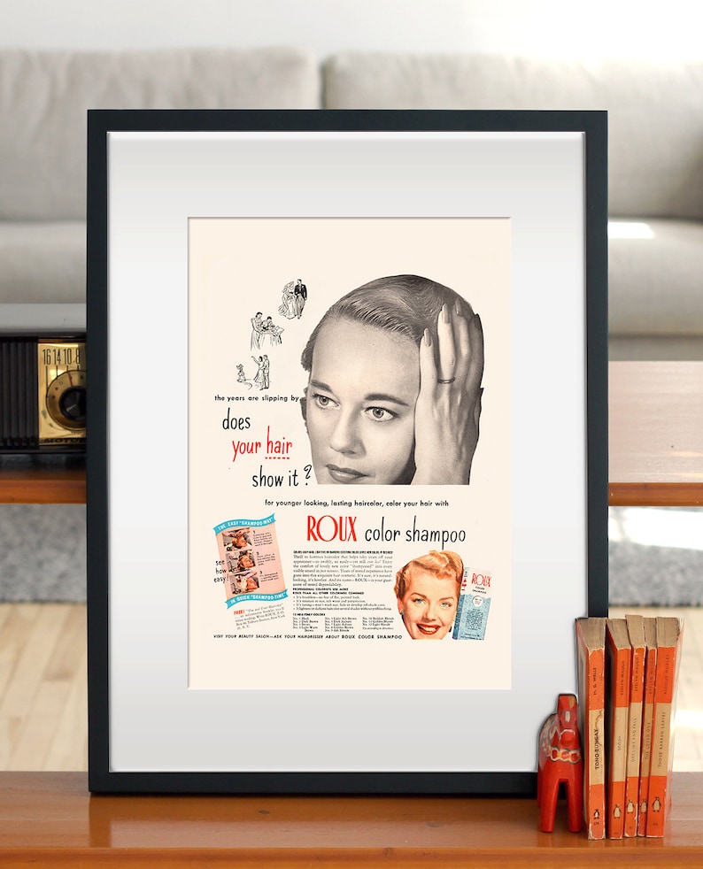 VINTAGE SHAMPOO AD Kitsch Retro Ad Mid-century Poster Roux | Etsy