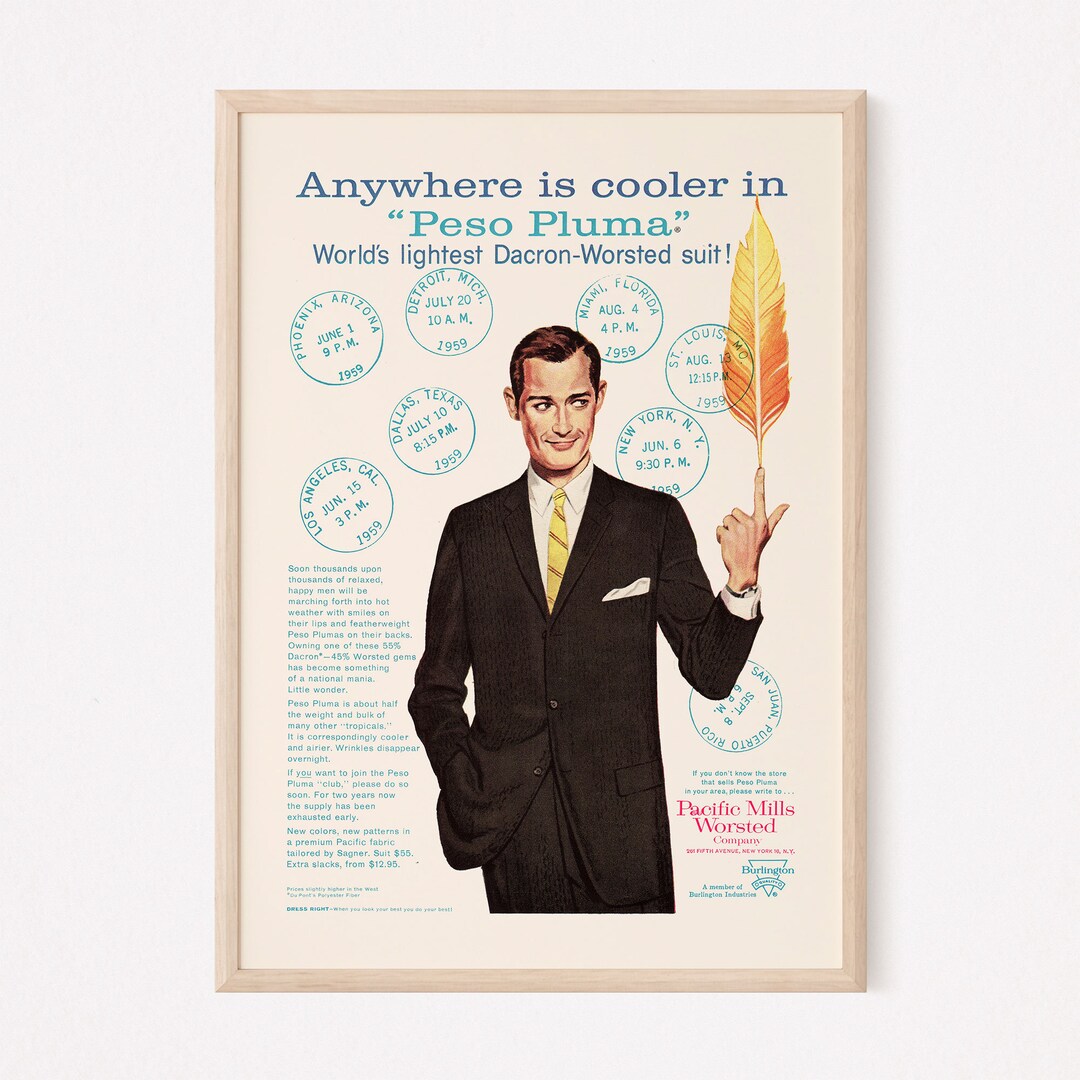 GENTLEMEN FASHION AD, Retro Mid-century Fashion Ad, Vintage Suit Ad ...