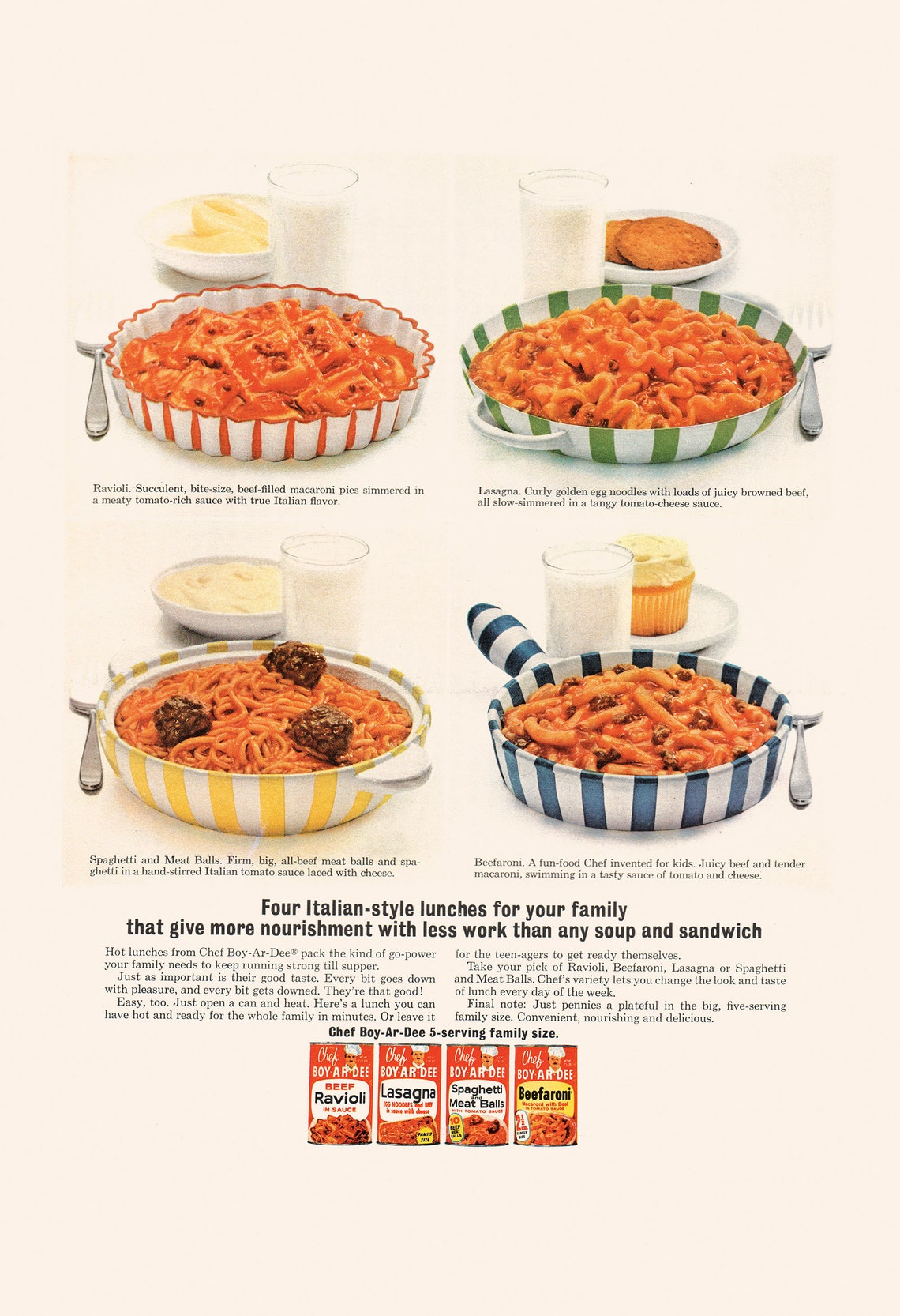 VINTAGE COOKING AD Retro Mid-century Italian Canned Pasta Ad - Etsy