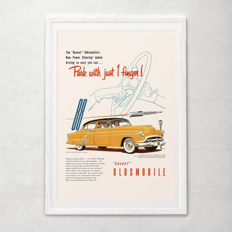 NOSTALGIC CAR POSTER 1950s Yellow Automobile Ad Print | Etsy