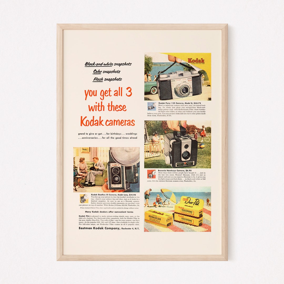 VINTAGE FILM CAMERA Ad, Retro Camera Ad, Vintage Camera Poster, Retro ...