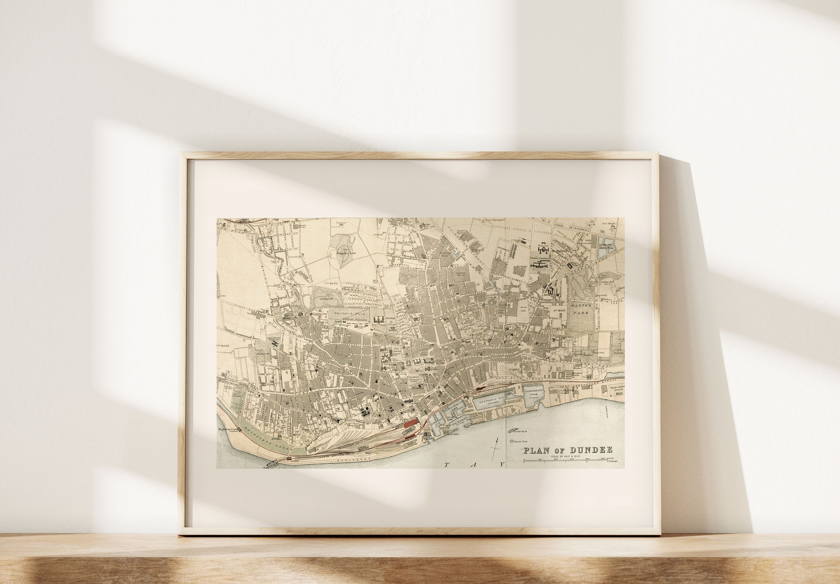 VINTAGE MAP of DUNDEE, Historical Map, Office Wall Art, Professional ...
