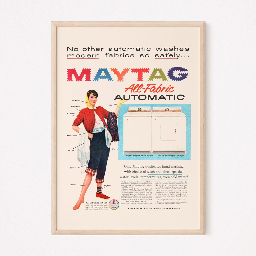 Retro WASHER AND DRYER Ad, Retro Mid-century Ad, Retro Laundry Room Art ...