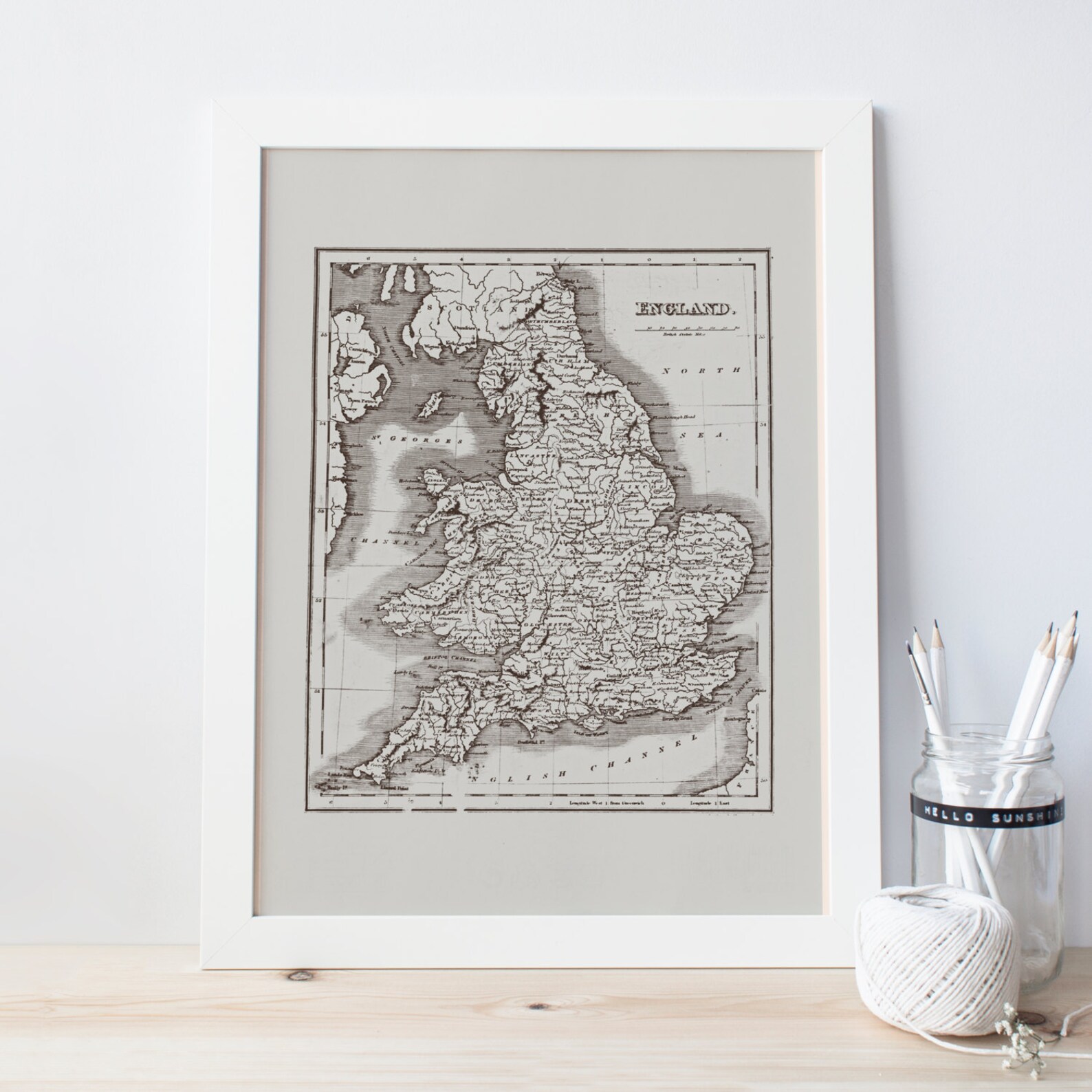 VINTAGE ENGLAND MAP Retro Map of England Minimalist England | Etsy