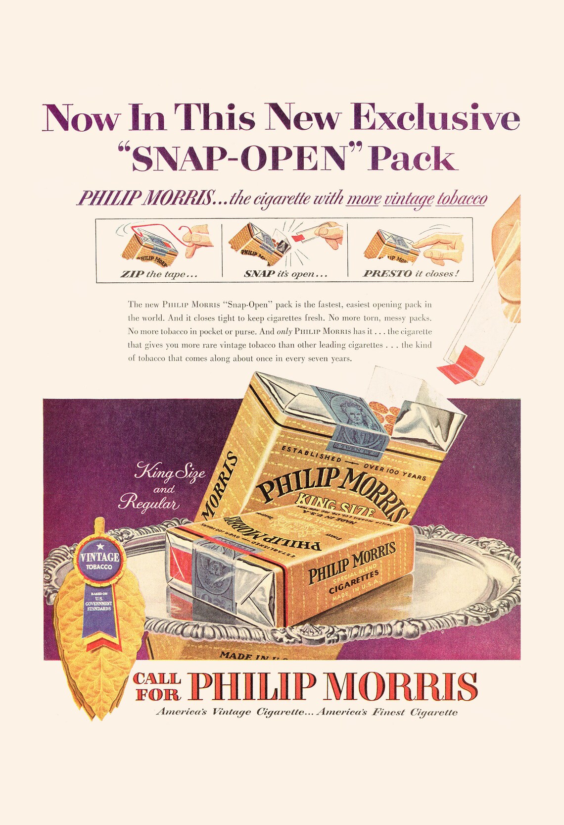 VINTAGE CIGARETTE AD Retro Mid-century Tobacco Ad Vintage - Etsy