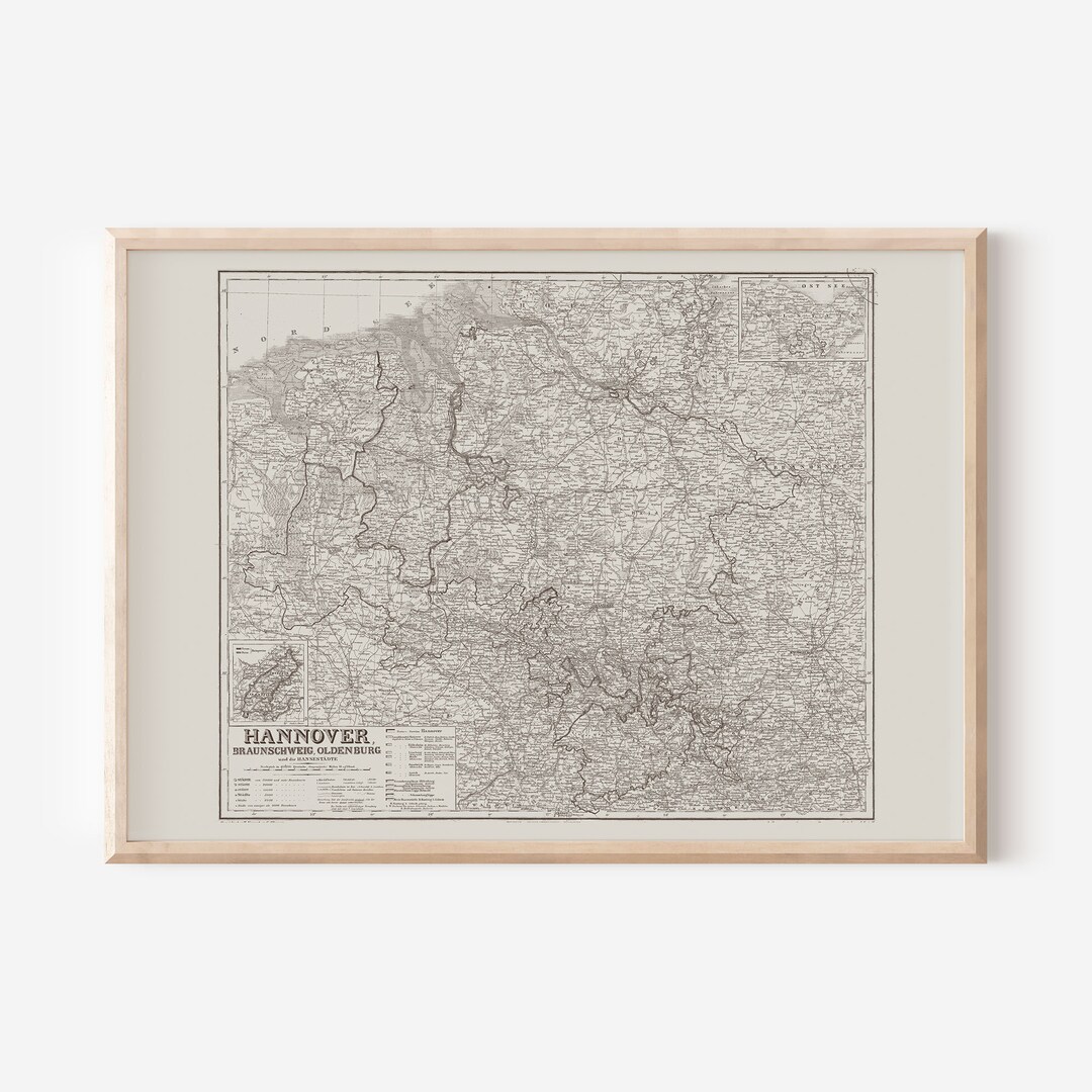 ANTIQUE MAP of HANOVER, Hannover Germany, German Antique Wall Art ...