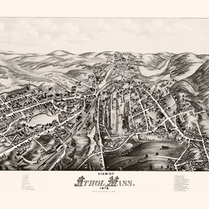 ATHOL MAP PRINT Antique Athol Mass Map Antique Map Print | Etsy