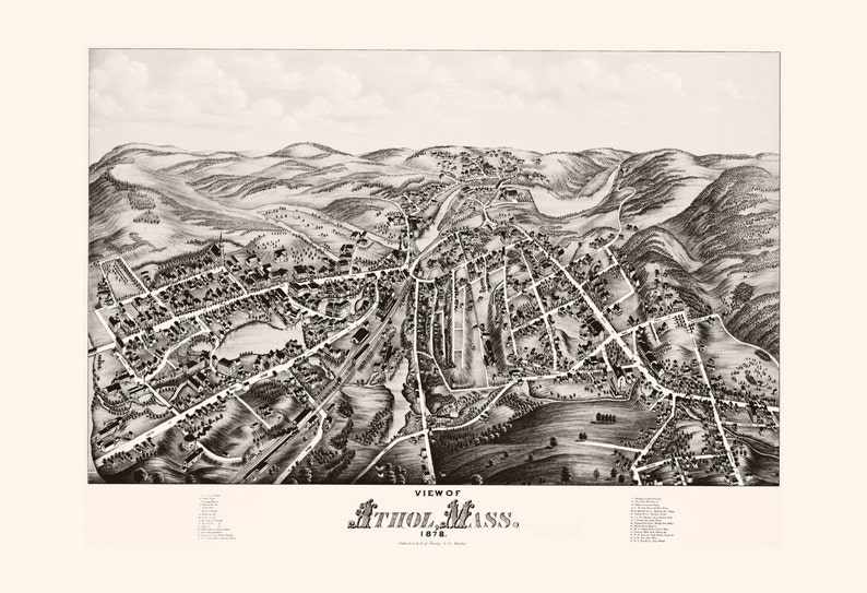 ATHOL MAP PRINT Antique Athol Mass Map Antique Map Print | Etsy