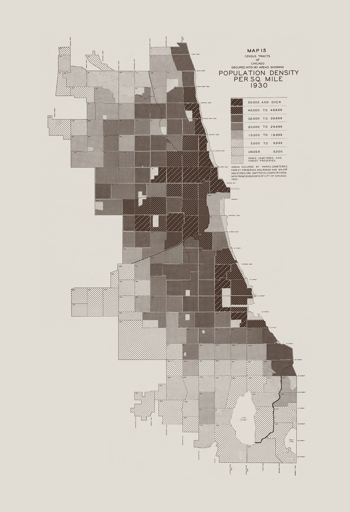 CHICAGO POPULATION MAP, Vintage Map of Chicago, Antique Chicago Map ...