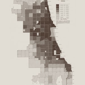 CHICAGO POPULATION MAP, Vintage Map of Chicago, Antique Chicago Map ...