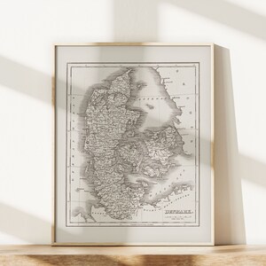 VINTAGE DENMARK MAP, Retro Map of Denmark, Minimalist Map, Professional ...