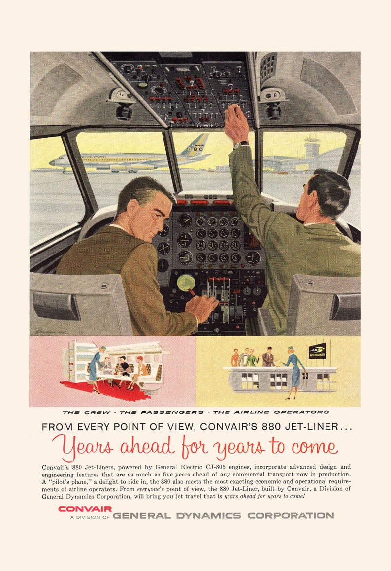VINTAGE AIRPLANE PILOT Ad Retro Mid-century Airline Ad - Etsy