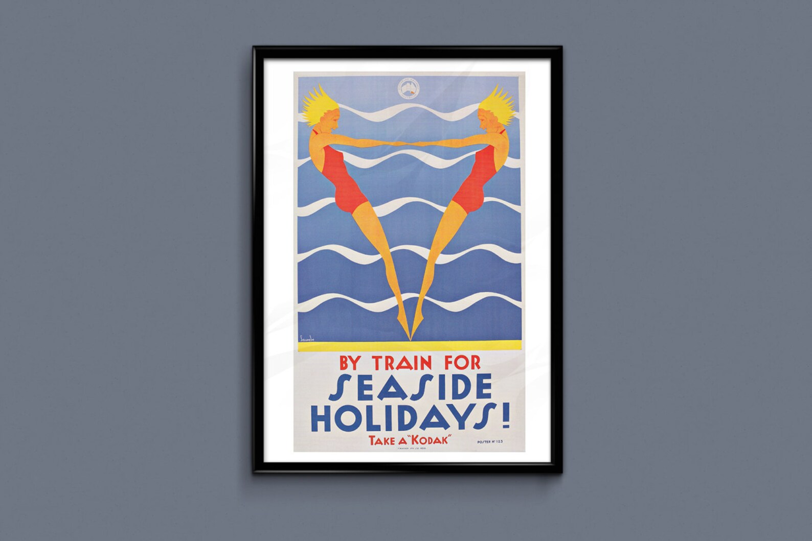 Aquatic Travel Poster Retro Seaside Ad 1930s Nautical | Etsy