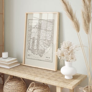 VINTAGE OHIO MAP, Retro Minimalist Ohio Map, Ohio Wall Art ...