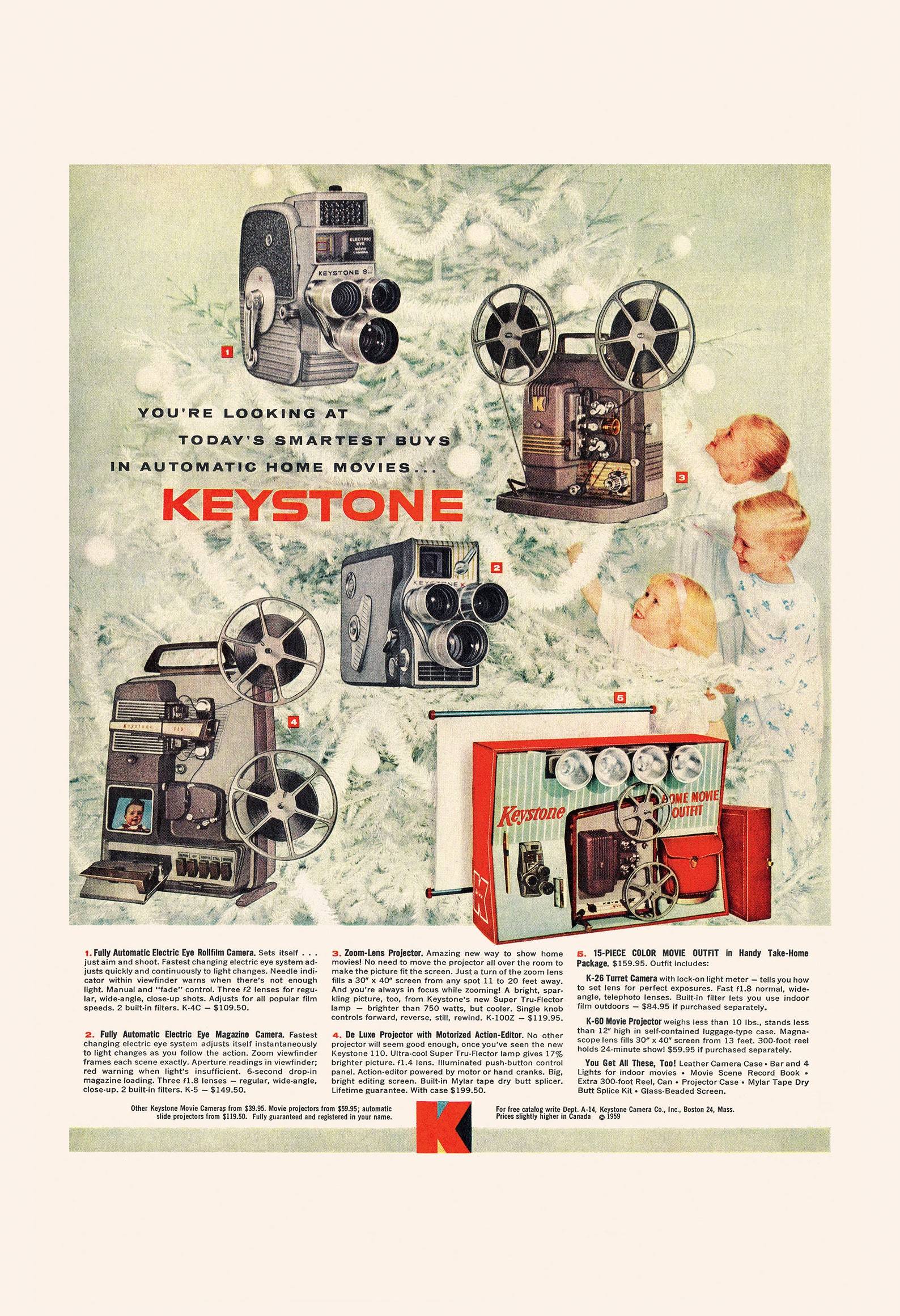 RETRO MOVIE CAMERA Ad, Retro Camera Ad, Keystone Camera Mid-century ...