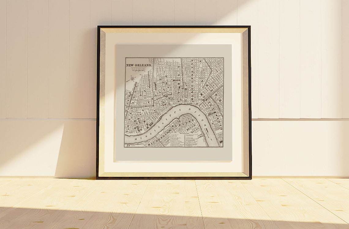 Vintage NEW ORLEANS Map Retro NOLA Map Print Minimalist Map - Etsy