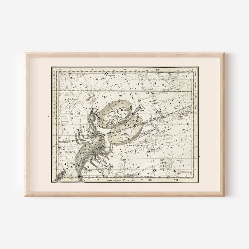 SCORPIO SIGN MAP Print Zodiac Sign Print Professional - Etsy