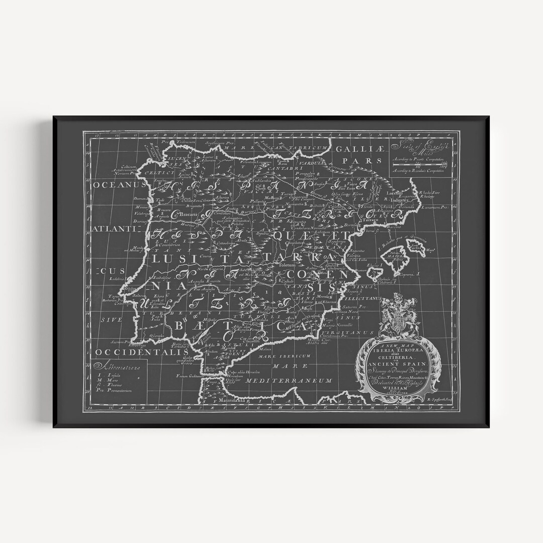 RETRO SPAIN MAP, Old Map of Spain, Office Wall Art, Professional ...