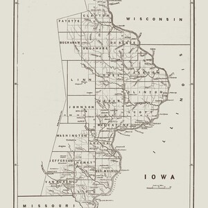 VINTAGE IOWA MAP, Vintage Iowa Wall Art, Antique Iowa Poster ...