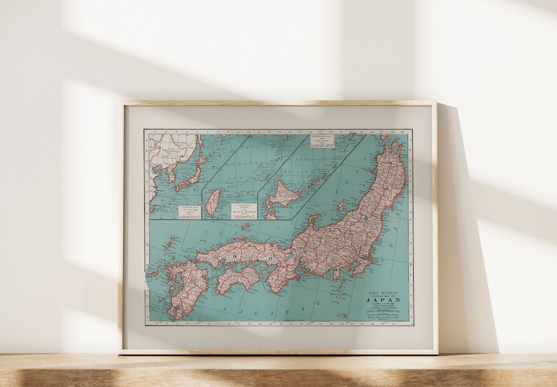 JAPAN MAP PRINT Vintage Map of Japan Old Map Print - Etsy
