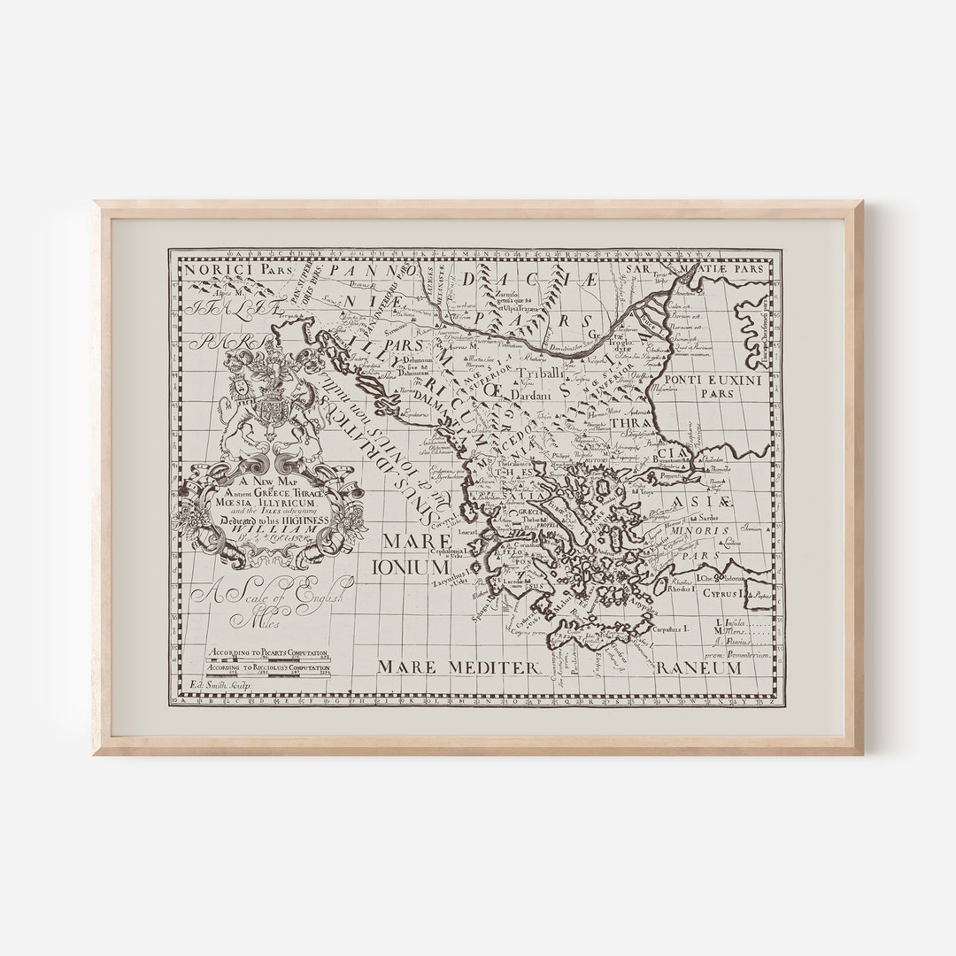 ANTIQUE GREEK MAP, Vintage Map of Greece, Antique Home Decor, Antique ...