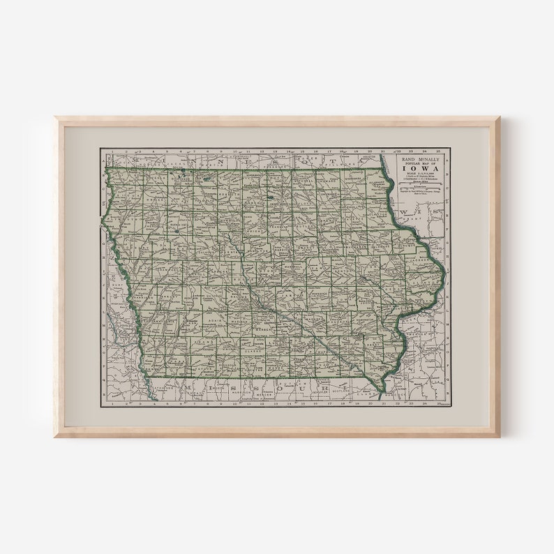 IOWA MAP PRINT Vintage Map of Iowa Old Map Print Vintage - Etsy