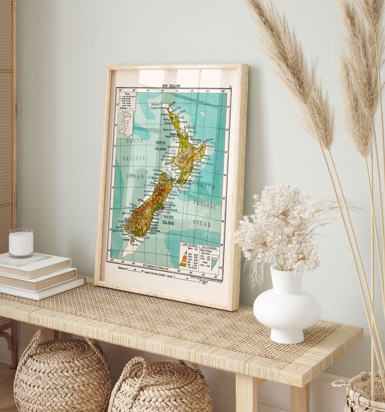 VINTAGE NEW ZEALAND Map Vintage Map New Zealand Wall Art - Etsy
