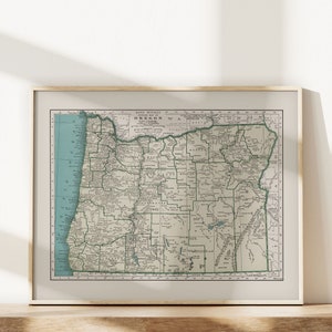OREGON MAP PRINT, Vintage Map of Oregon, Antique Map Print, Historical ...