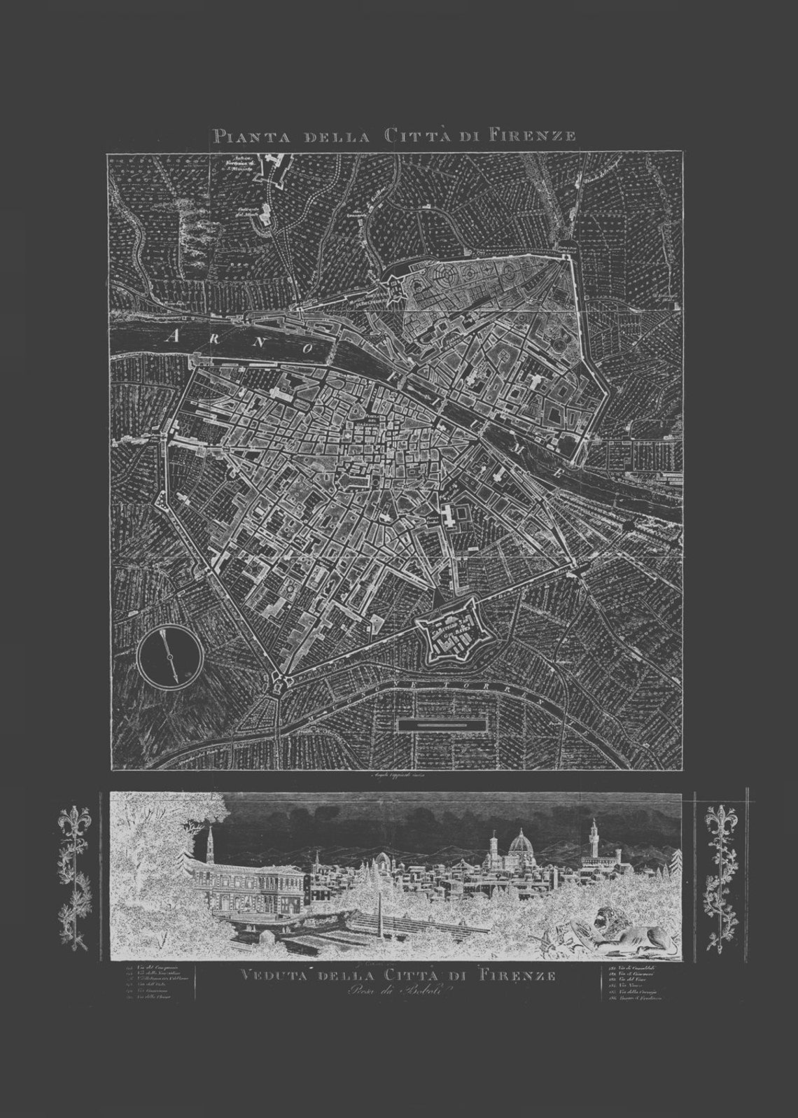 FLORENCE MAP ART Blueprint Map of Floence Italy Vintage | Etsy