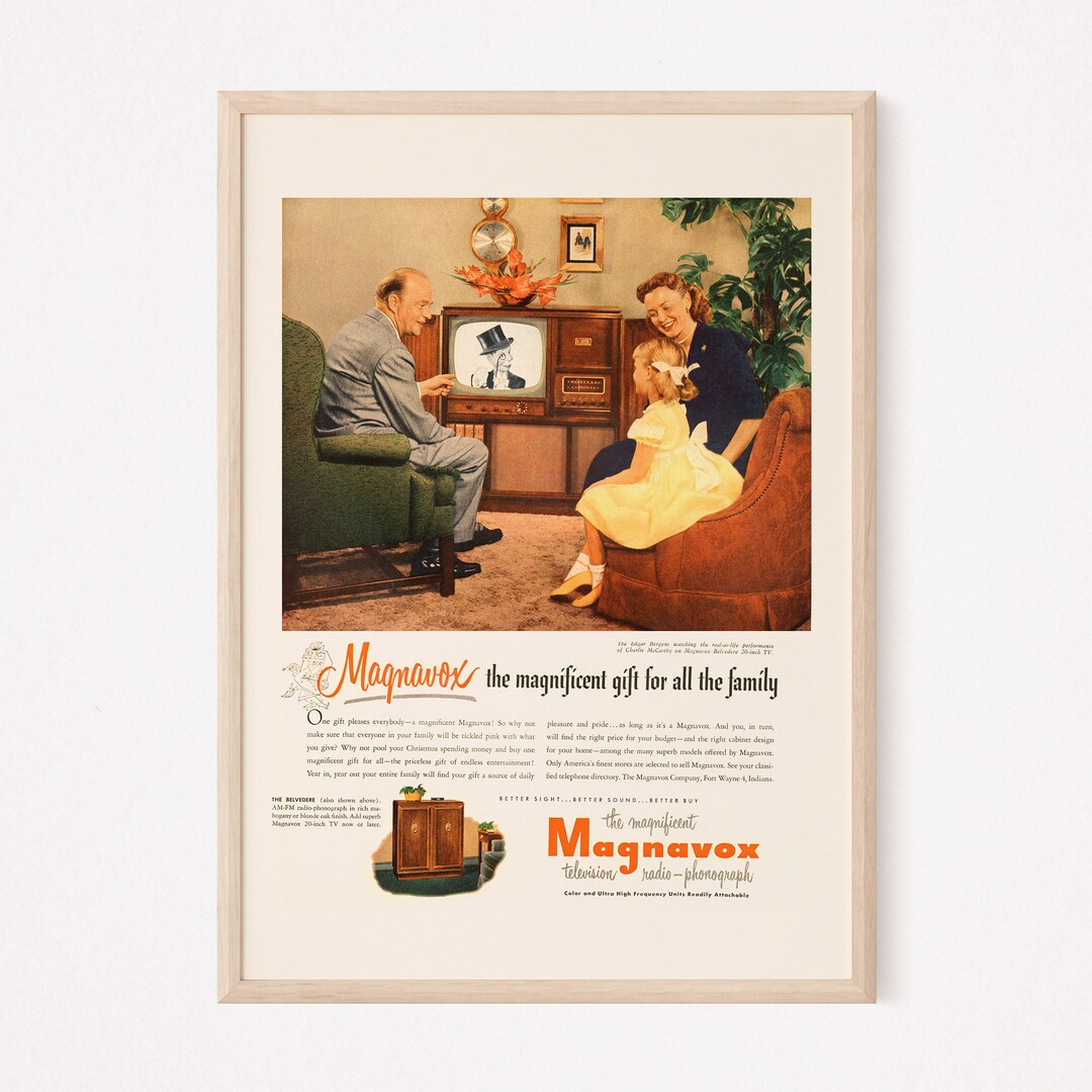 RETRO TELEVISION AD, Retro Living Room Wall Art, Mid-century Poster Old ...