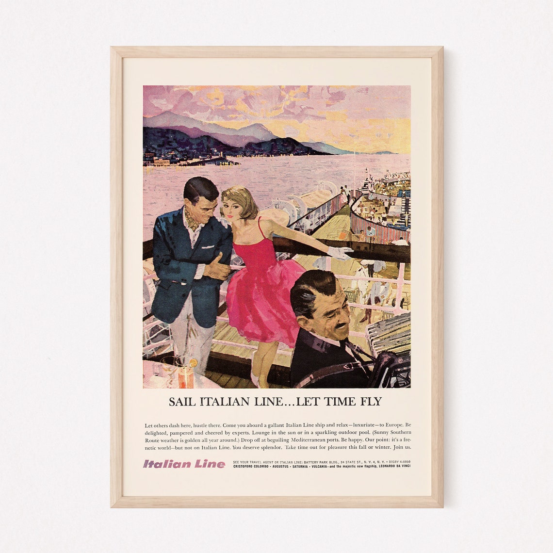 VINTAGE ITALY TRAVEL Ad Retro Mid-century Cruise Line Ad - Etsy