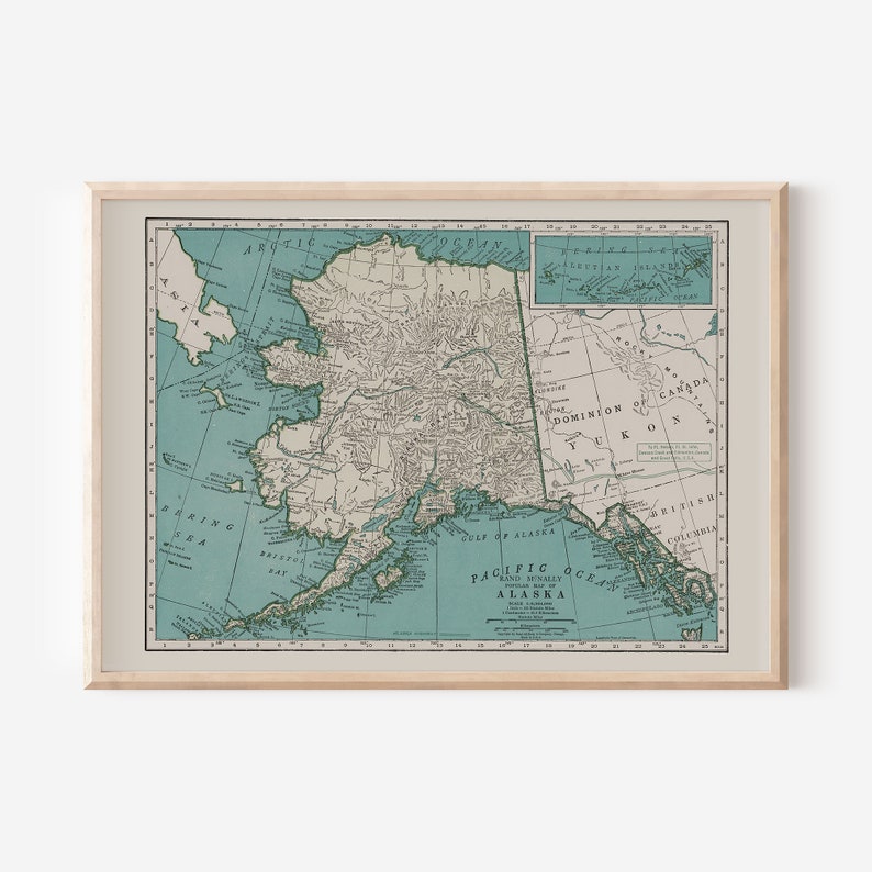 VINTAGE MAP of ALASKA Alaska Vintage Map Wall Art Vintage - Etsy