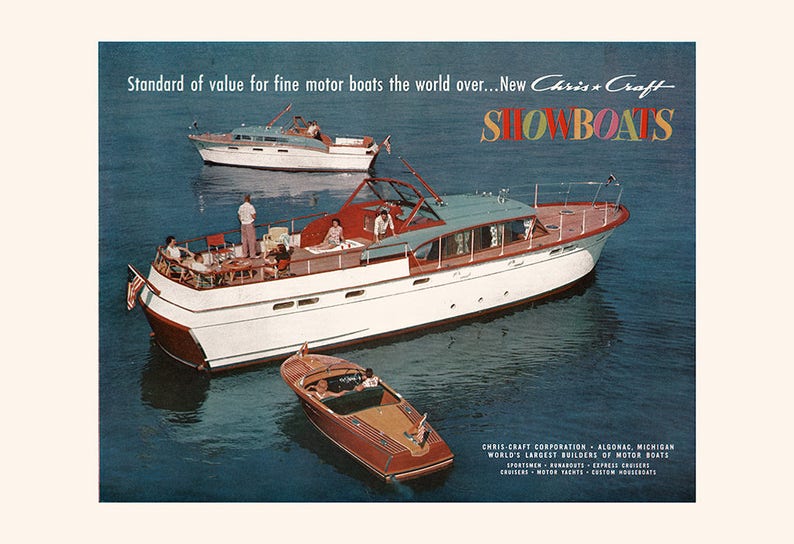 RETRO SHOWBOAT AD Vintage Nautical Poster Ad High Quality | Etsy