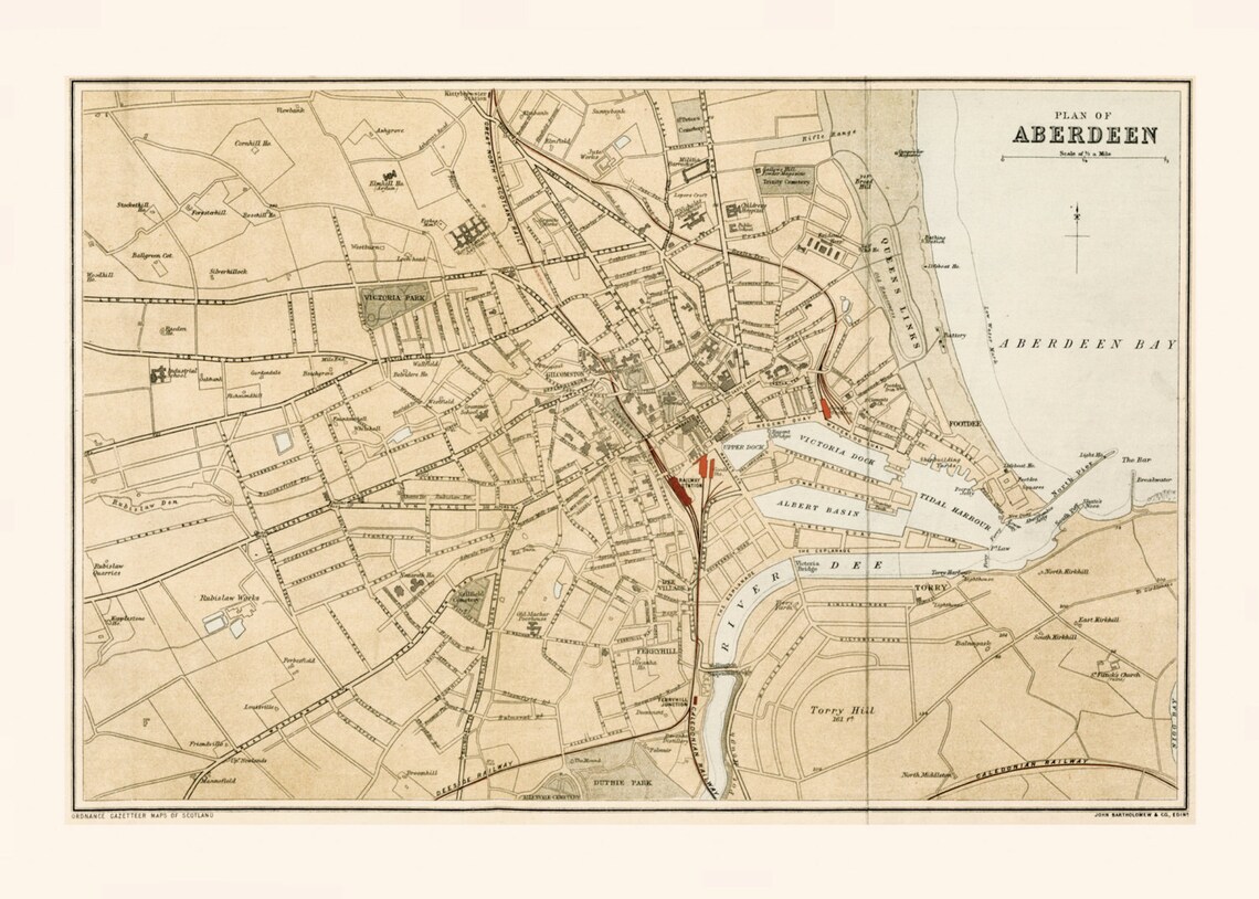 VINTAGE ABERDEEN MAP Historical Map Office Wall Art Map of | Etsy Canada