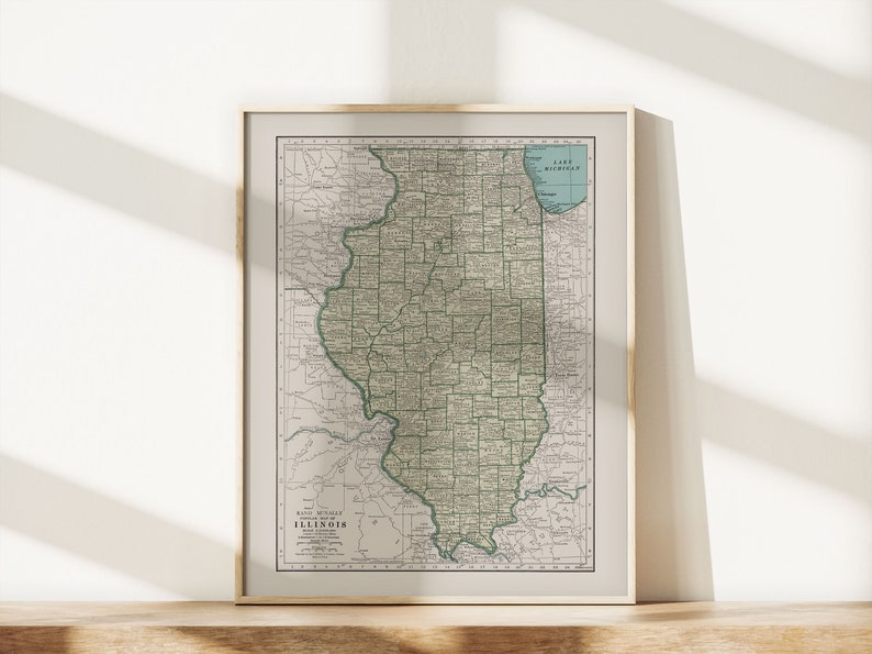 ILLINOIS MAP PRINT Vintage Map of Illinois Old Map Print - Etsy