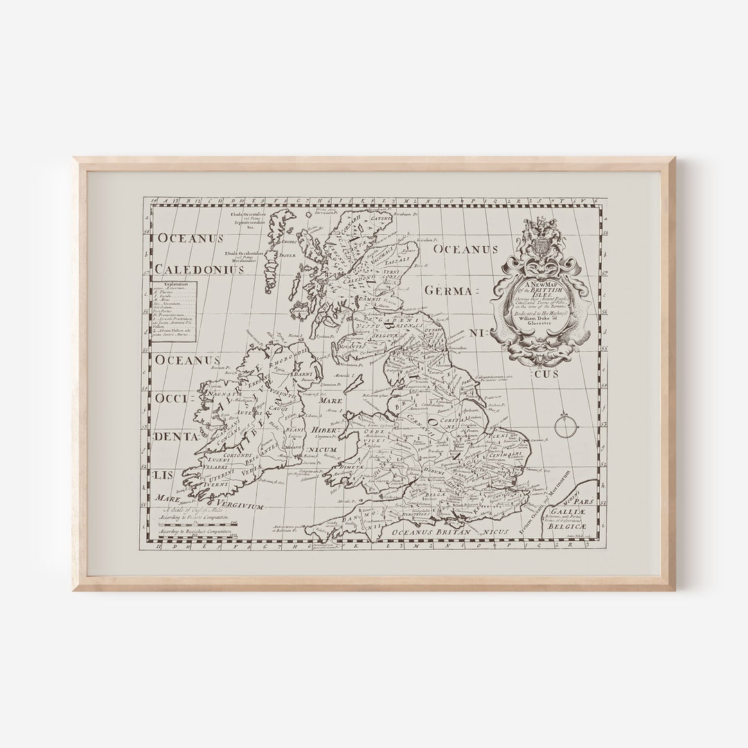 ANTIQUE BRITAIN MAP, Vintage Map of the British Isles, Antique Home ...