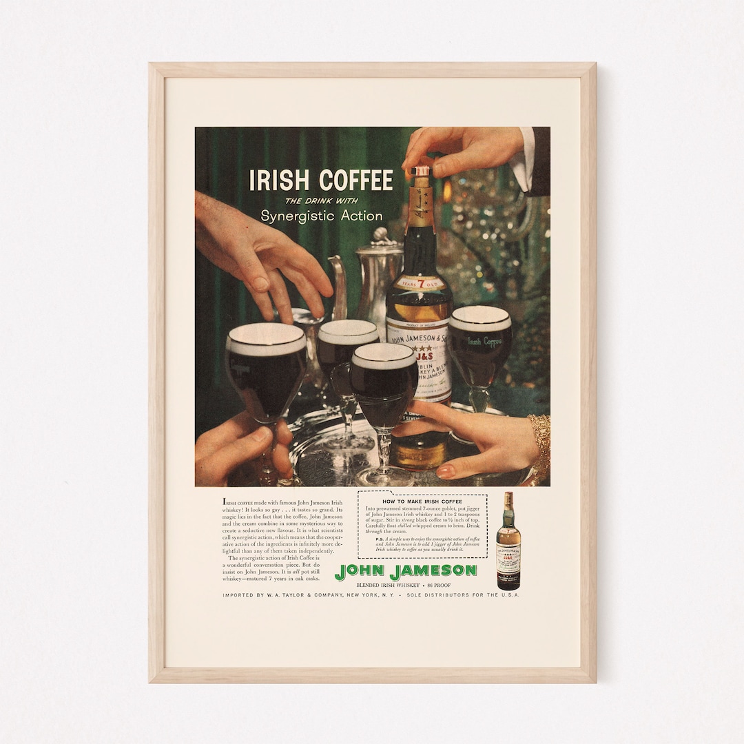 IRISH COFFEE AD, Retro Irish Whiskey Ad, Bar Poster, Man Cave Poster ...