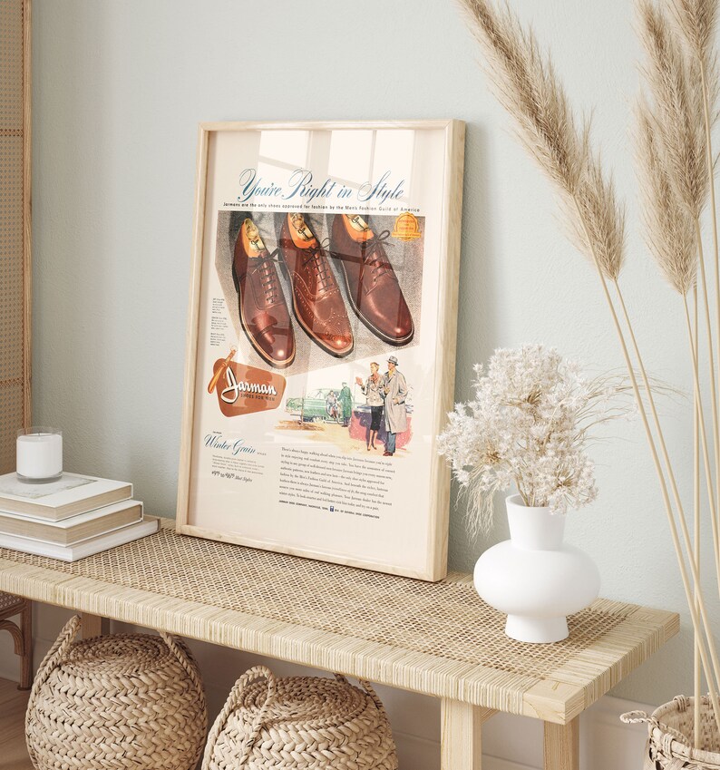 VINTAGE LEATHER SHOES Ad Retro Men Shoes Ad Vintage Mens - Etsy