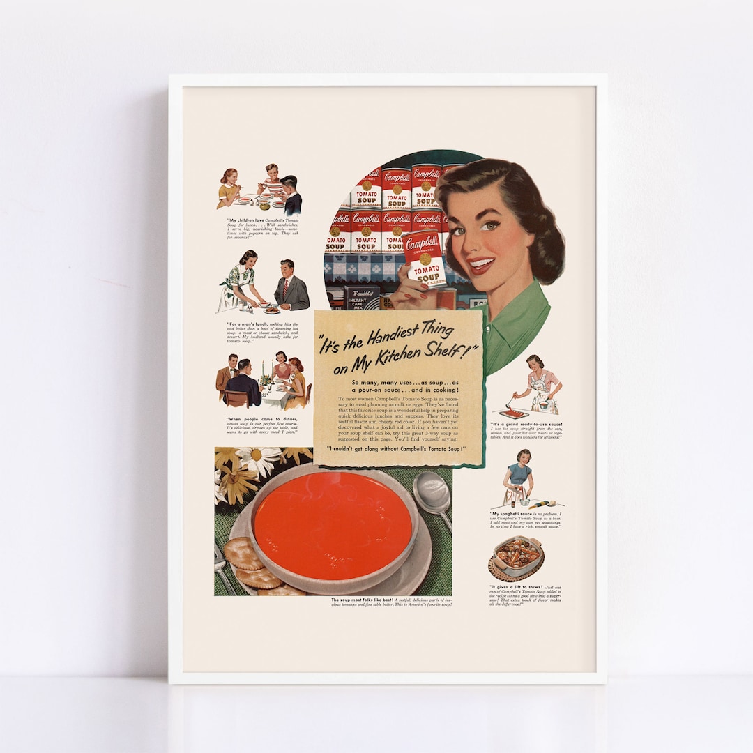 TOMATO SOUP AD, Vintage Kitchen Poster, Retro Mid-century Ad, High ...