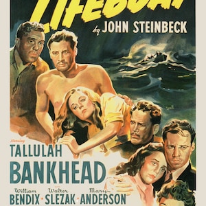 LIFEBOAT MOVIE POSTER, John Steinbeck Poster, Alfred Hitchcock Movie ...